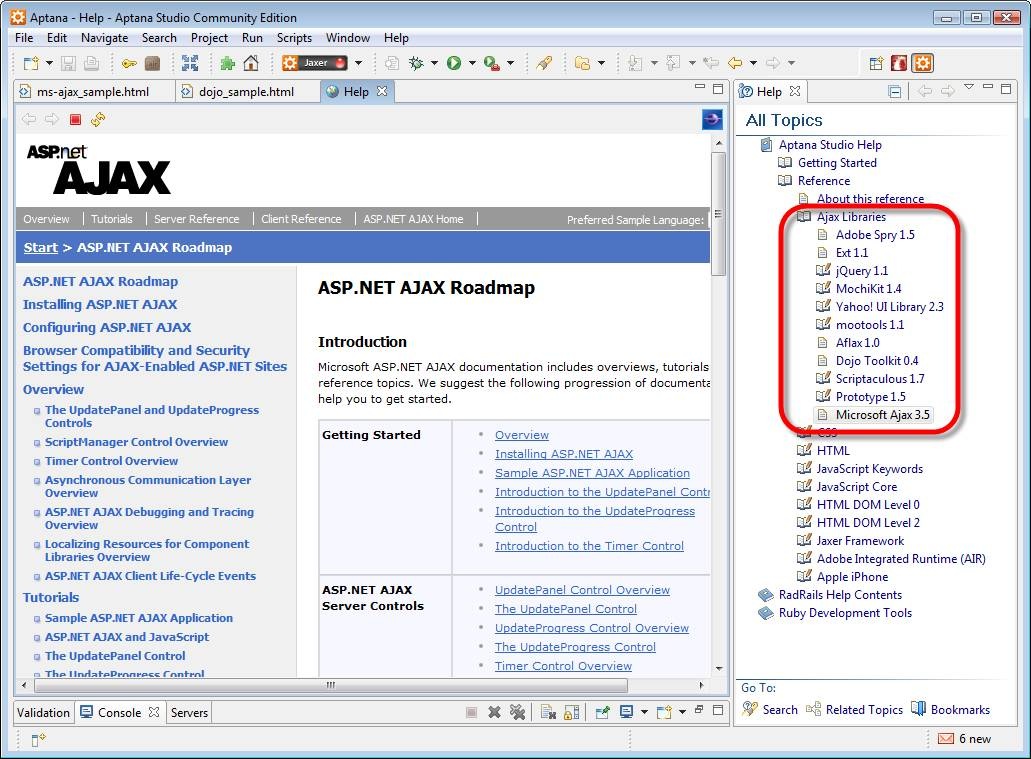 MS-Ajax Client Javascript integrated within the Aptana IDE - Scott Hanselman's Blog